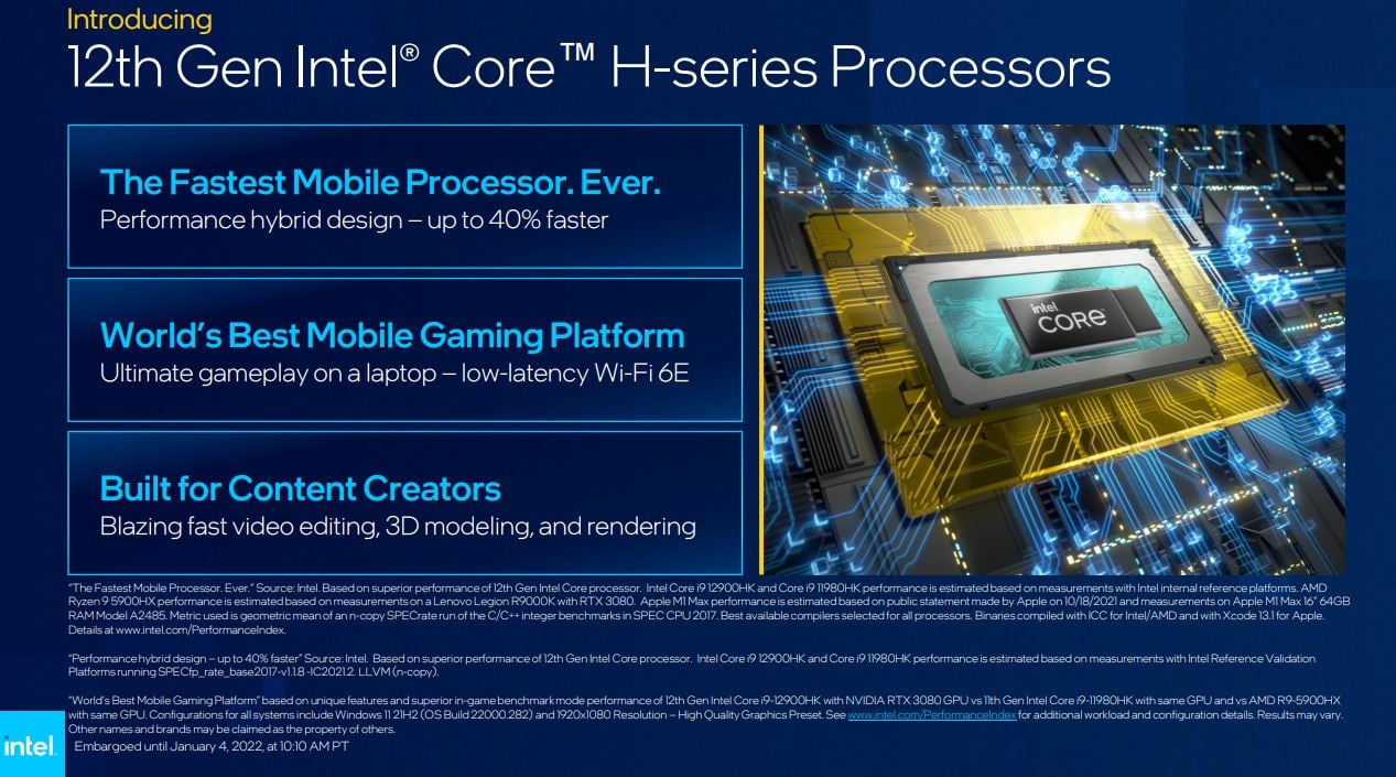 Intel launches 12th Gen Core H-series chips for performance laptops ...
