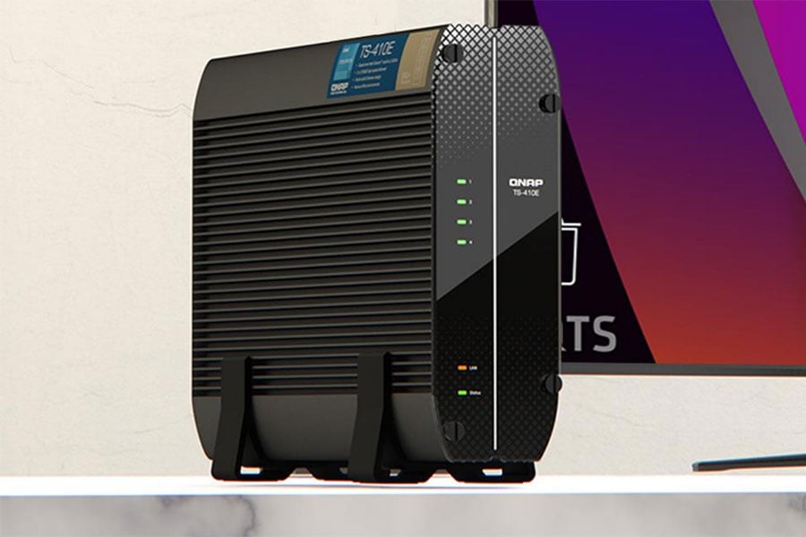 Qnap's TS-410E silent NAS stands upright with room for four 2.5in SSDs ...