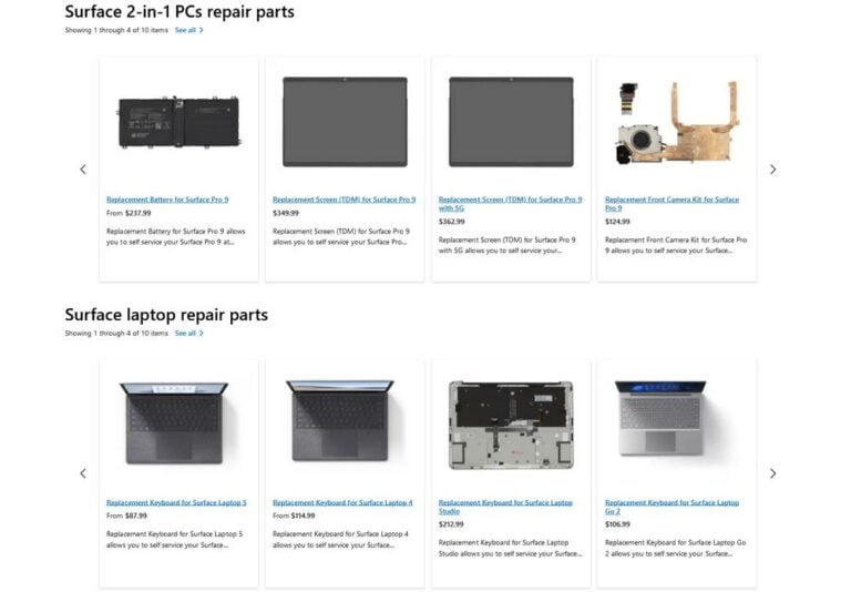 Microsoft starts selling Surface replacement parts for DIY repairs ...