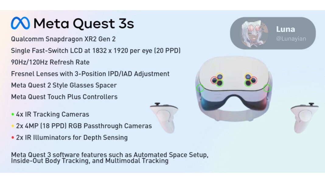Meta Quest 3S specs leak includes cuts but not to performance