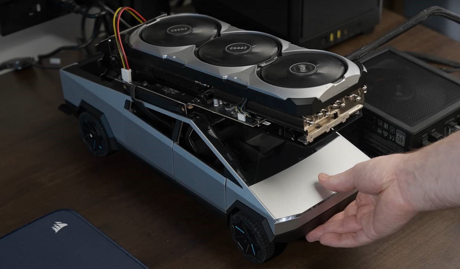 A Cybertruck with a GeForce RTX 4090 strapped to the roof | Club386