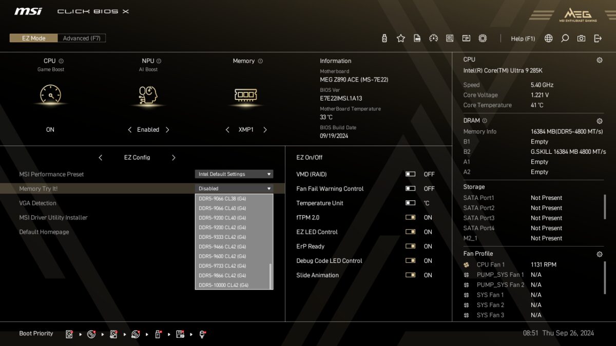 Exploring MSI Click BIOS X with MEG Z890 Ace | Club386