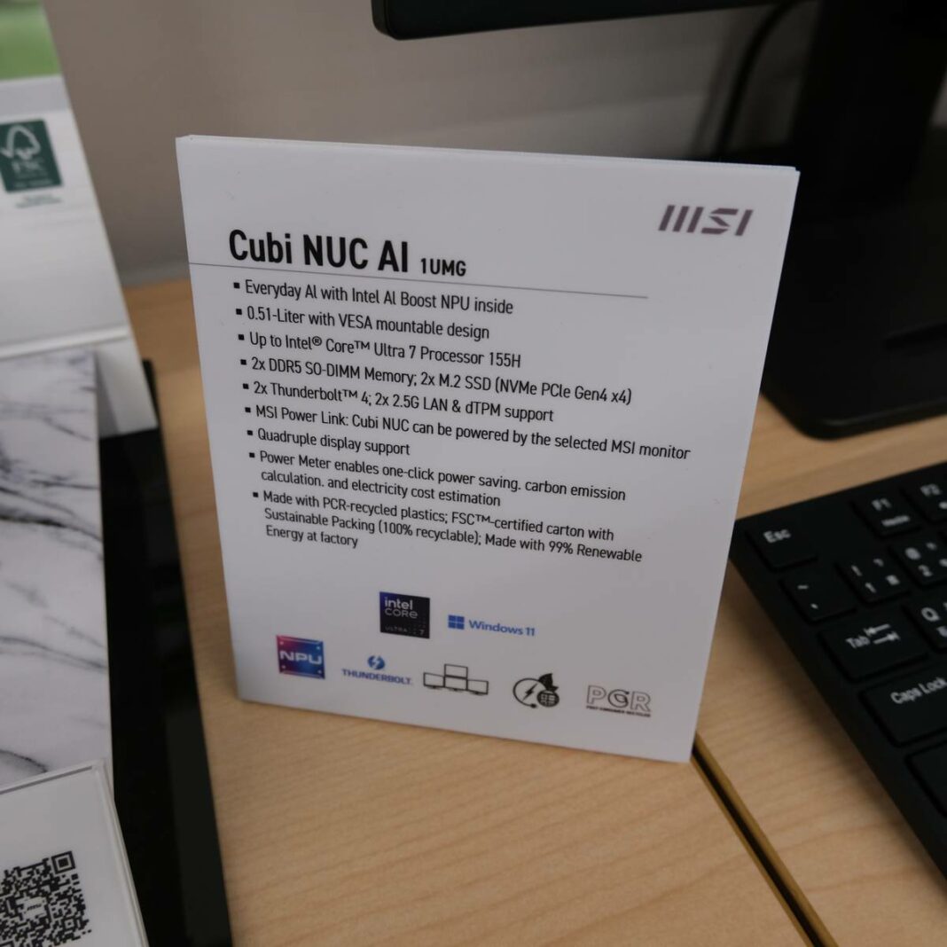 MSI presents its Cubi NUC AI series powered by Intel Ultra CPUs | Club386