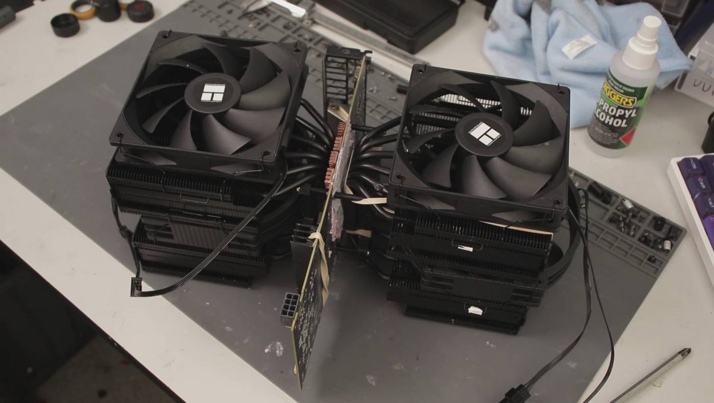 Modder straps two massive CPU coolers to Nvidia GeForce RTX GPU ...
